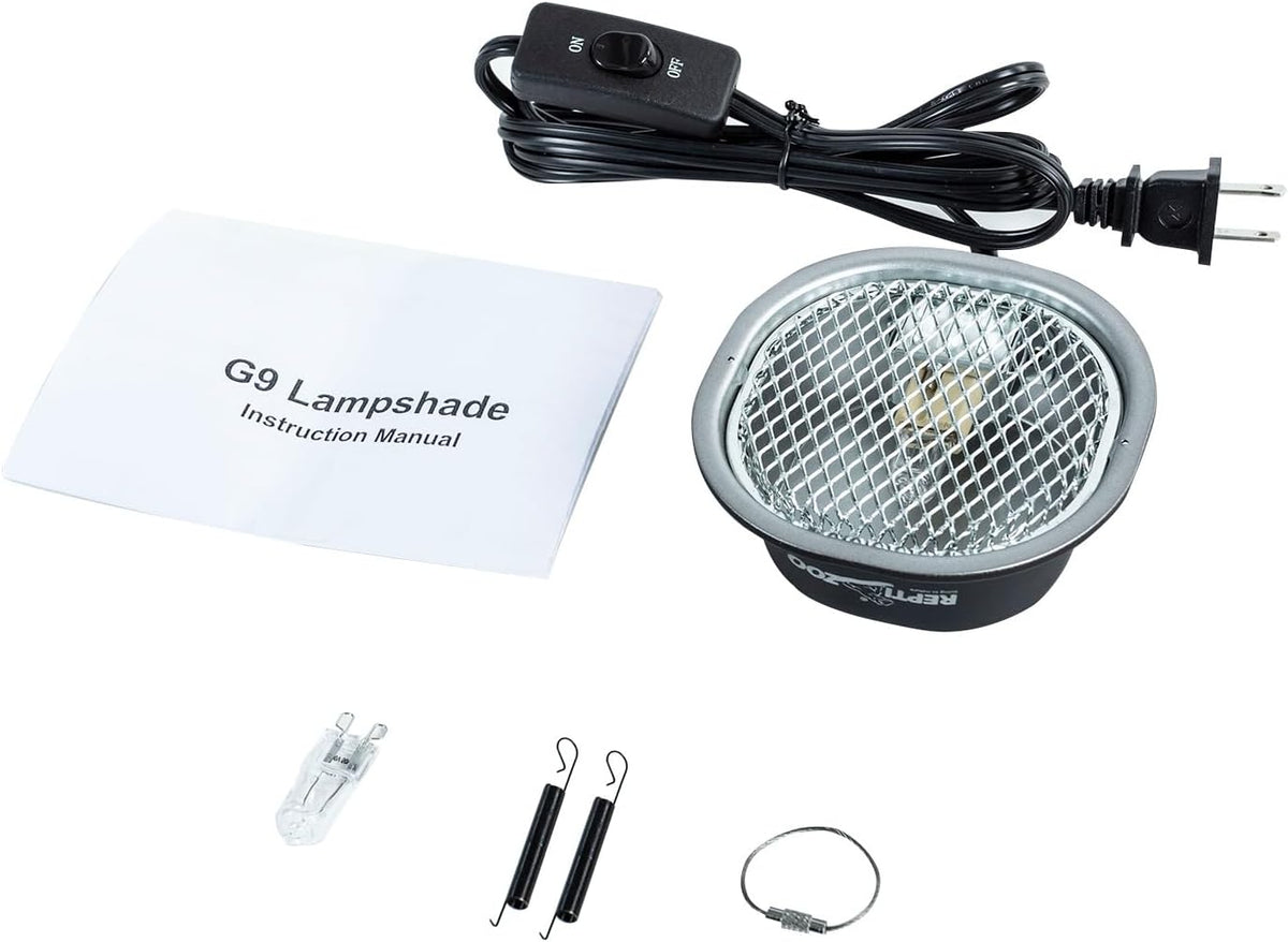 REPTI ZOO G9 Reptile Light Fixture with Heat Lamp Bulb 50W Warm White