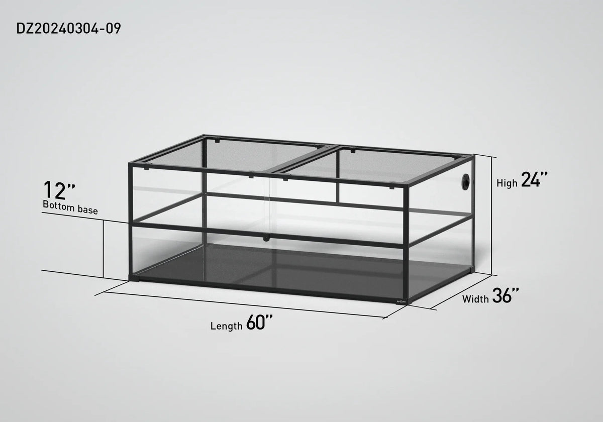REPTI ZOO 60" x 36"x 24" Glass Reptile Terrarium with Sliding Door ...