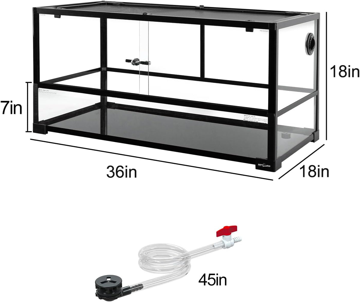 REPTIZOO 50 Gallon Large Turtle Tank Aquarium, 36"×18"×18" Tortoise ...