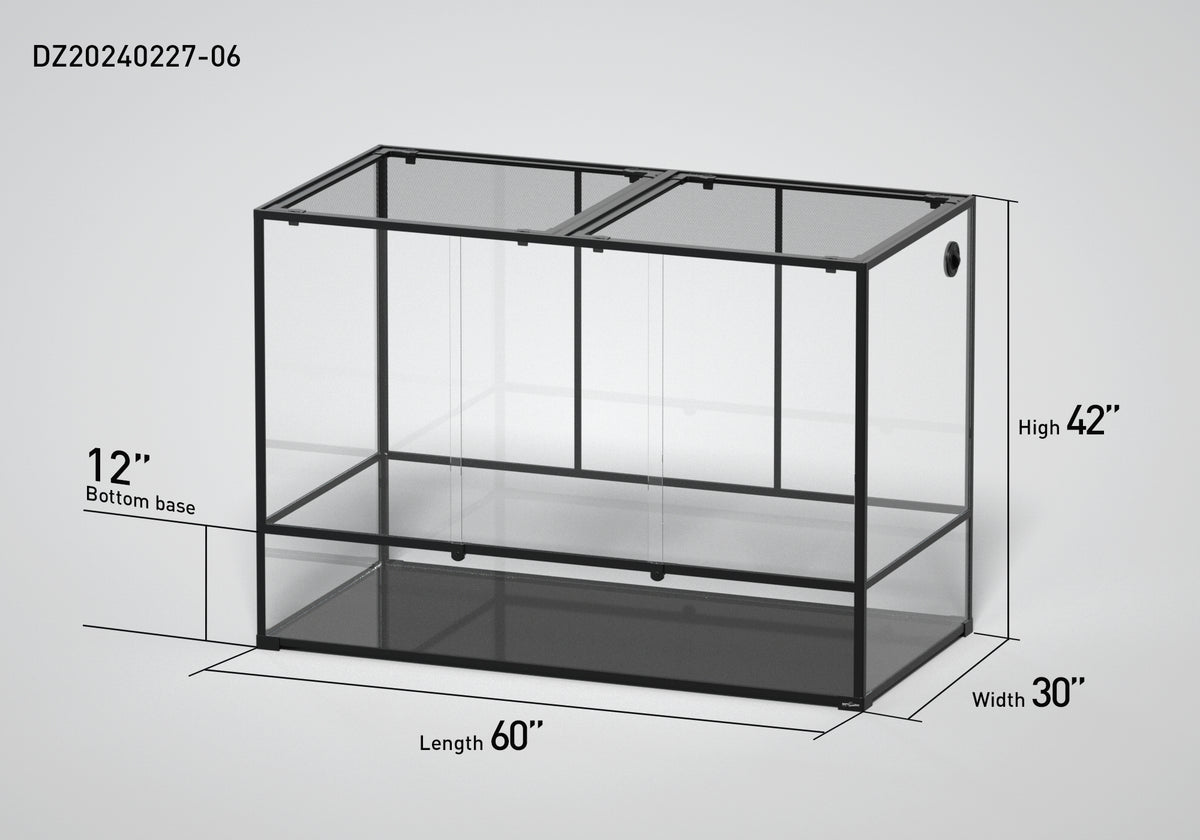 REPTI ZOO 60" x 30"x 42" Glass Reptile Terrarium with Sliding Door ...