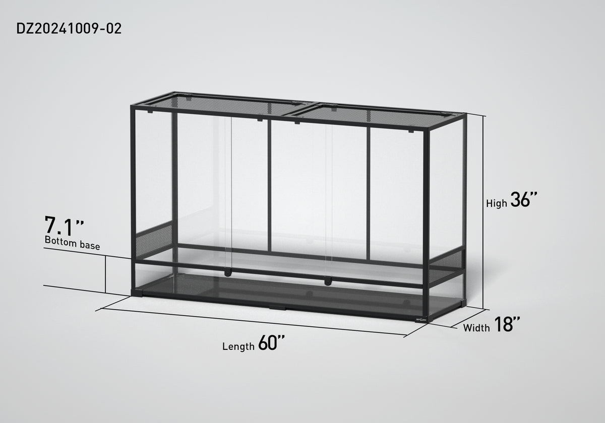 REPTI ZOO 168 Gallon 60" x 18"x 36" Glass Reptile Terrarium with ...