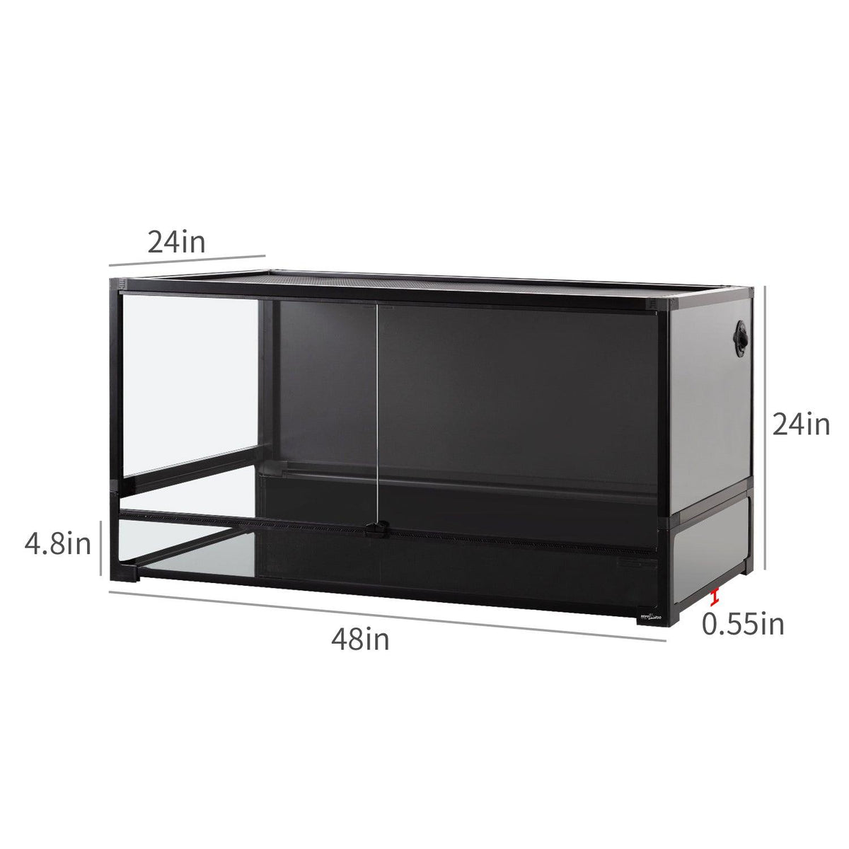 120 Gallon 48"x 24"x 24" Large Reptile Tank Tempered Glass With Black ...